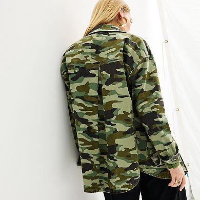 Women's INTEMPO™ Camo Print Oversized Twill Shirt Jacket