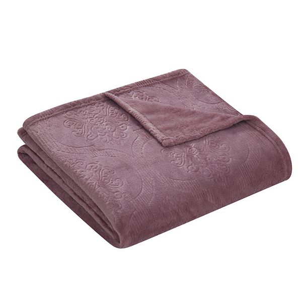 VCNY Home Alexandra Ogee Damask Plush Microfiber Throw Blanket