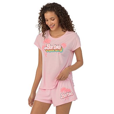 Women's Barbie® Cap Short Sleeve Pajama Tee & Pajama Shorts Set