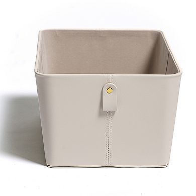 Folden Lane Cream Faux Leather Medium Basket