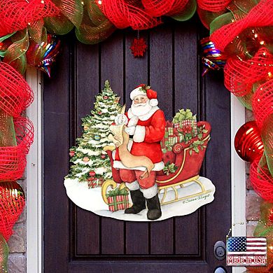 Christmas Wish List Santa 24-Inch Door Decor by Susan Winget - Joyful ...