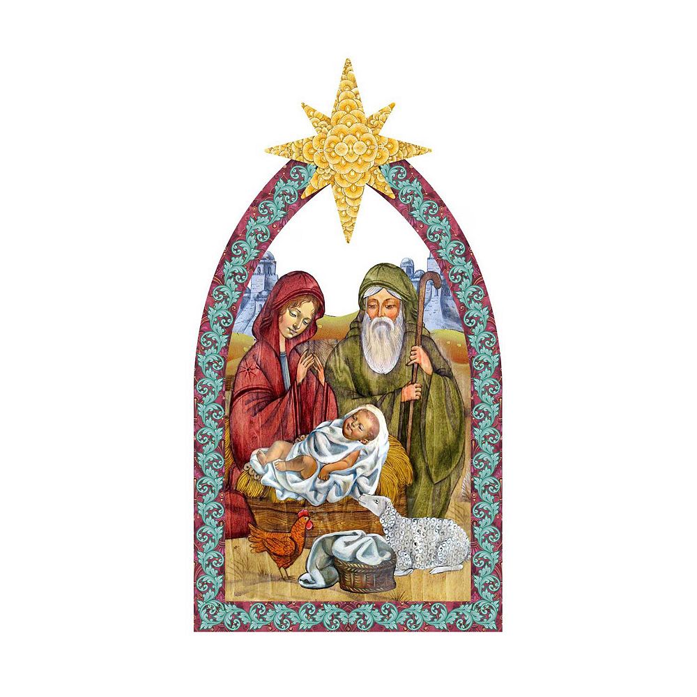 Nativity Manger Star 24-Inch Handcrafted Wooden Door Decor by G ...
