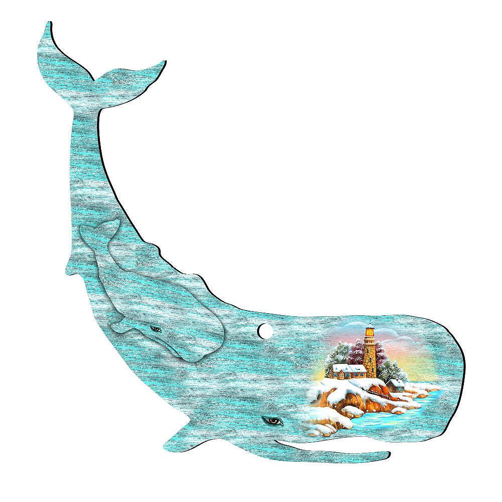 Whale Family 24-Inch Handcrafted Wooden Door Decor by G. DeBrekht ...