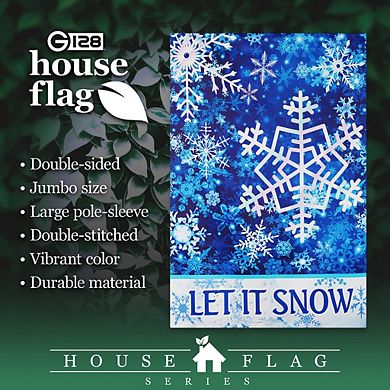 G128 House Flag Let It Snow Snowflakes 28"x40" Blockout