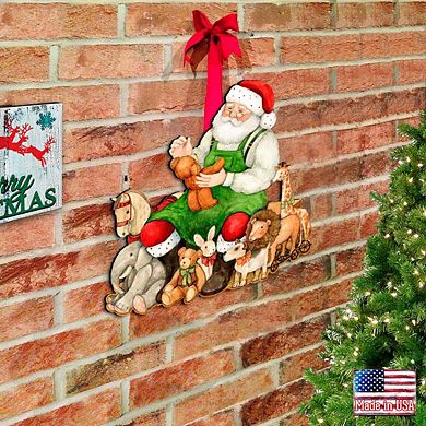 Merry Christmas Santa 24-Inch Handcrafted Wooden Door Decor by Susan ...