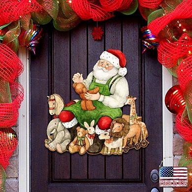 Merry Christmas Santa 24-Inch Handcrafted Wooden Door Decor by Susan ...