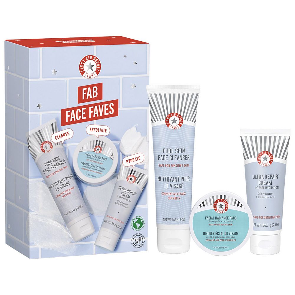 First Aid Beauty FAB Face Faves Best of Skincare Cleanse, Exfoliate + Hydrate Gift Set