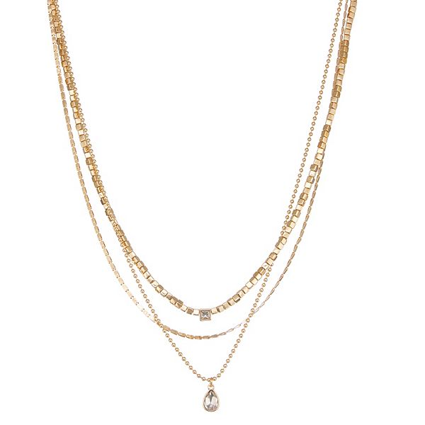 Nine West Gold Tone Multi Row Necklace