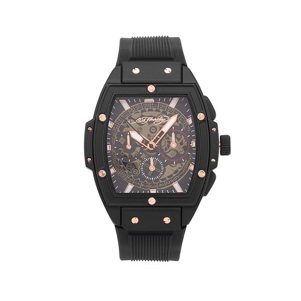 Ed Hardy Men's Black Textured Chronograph Watch
