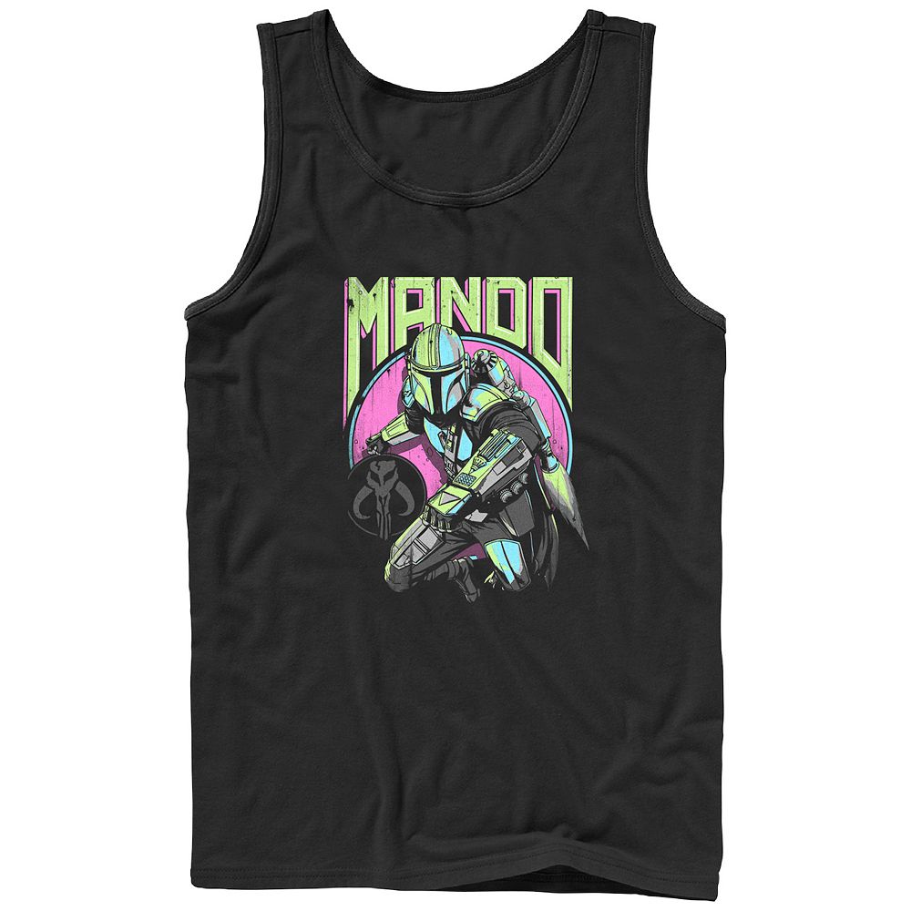 Men's Star Wars The Mandalorian Mando Fluorescent Colors Graphic Tank Top