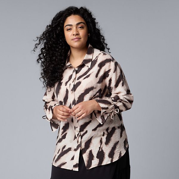 Plus Size Simply Vera Vera Wang Tie Cuff Shirt