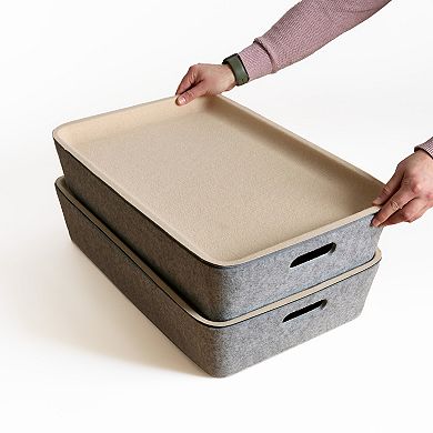 Folden Lane Lidded Felt Underbed Storage Bin - Light Grey