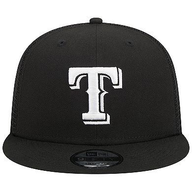 Men's New Era Black Texas Rangers Trucker 9FIFTY Snapback Hat