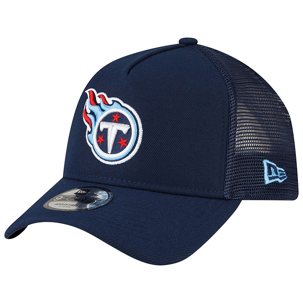 Men's New Era Navy Tennessee Titans A-Frame Trucker 9FORTY Adjustable Hat