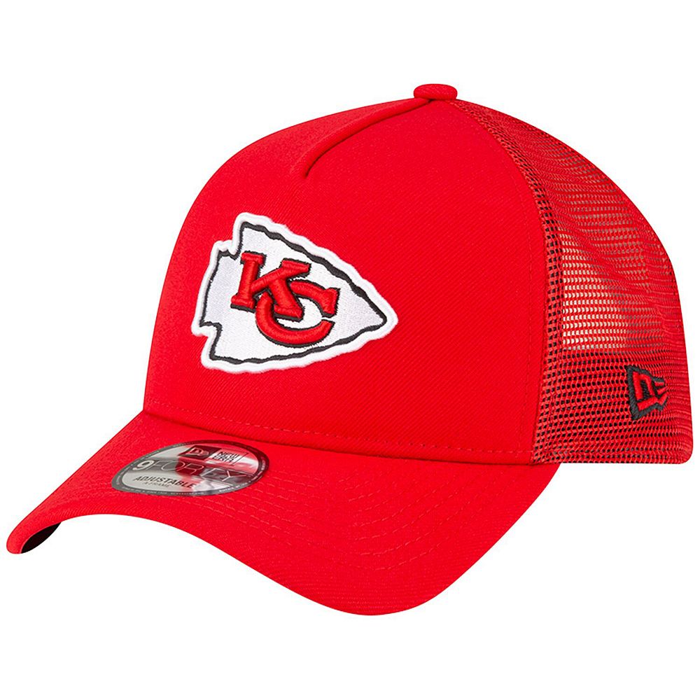 Men's New Era Red Kansas City Chiefs A-Frame Trucker 9FORTY Adjustable Hat