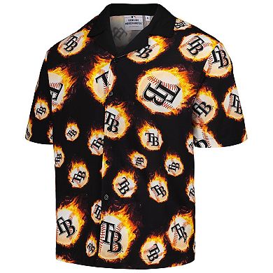 Men's Black Tampa Bay Rays Flame Fireball Button-Up Shirt