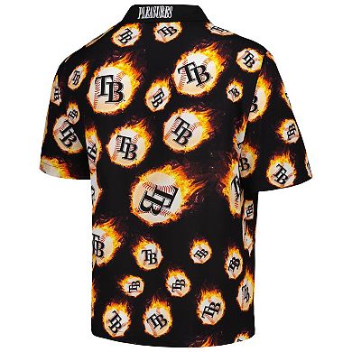Men's Black Tampa Bay Rays Flame Fireball Button-Up Shirt