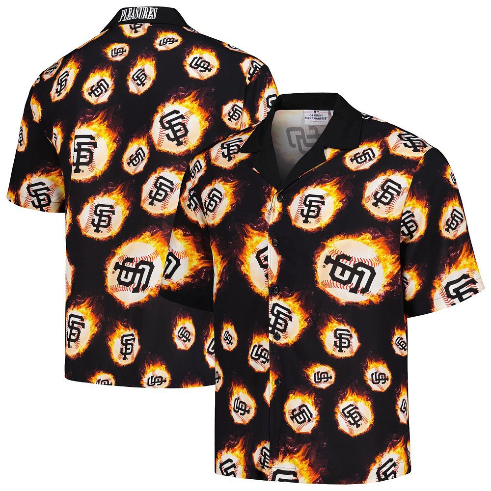 Men's Black San Francisco Giants Flame Fireball Button-Up Shirt