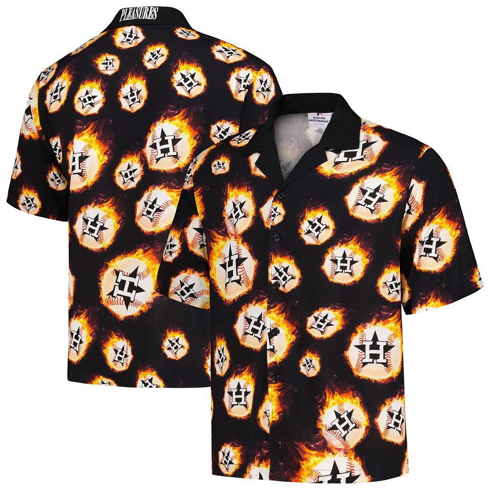 Men's Black Houston Astros Flame Fireball Button-Up Shirt