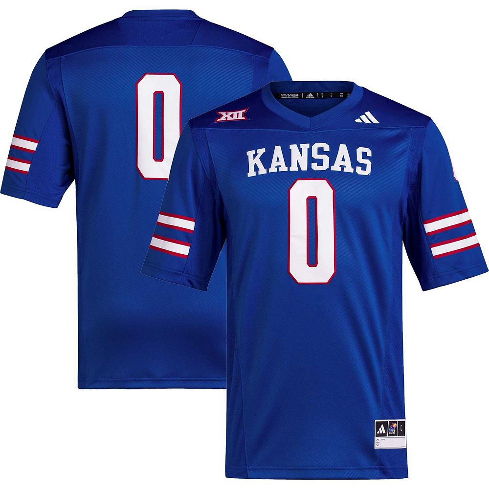 Men's adidas #0 Royal Kansas Jayhawks Premier Football Jersey