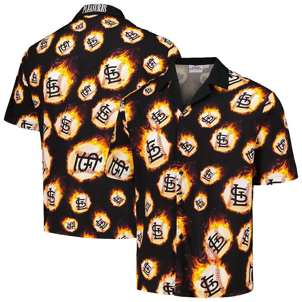 Men's Black St. Louis Cardinals Flame Fireball Button-Up Shirt