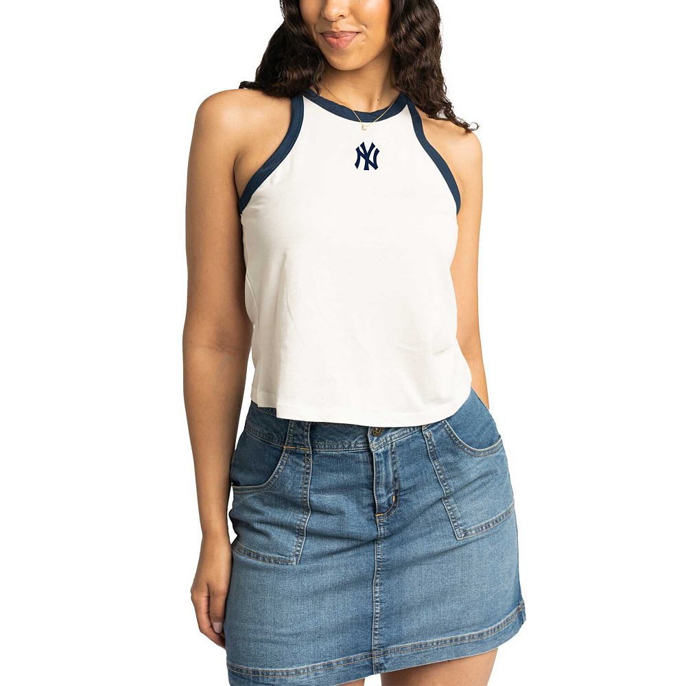 Women's Lusso White New York Yankees Jane Tank Top