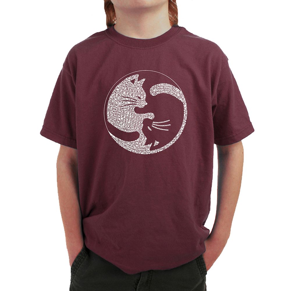 Yin Yang Cat - Boy's Word Art T-shirt
