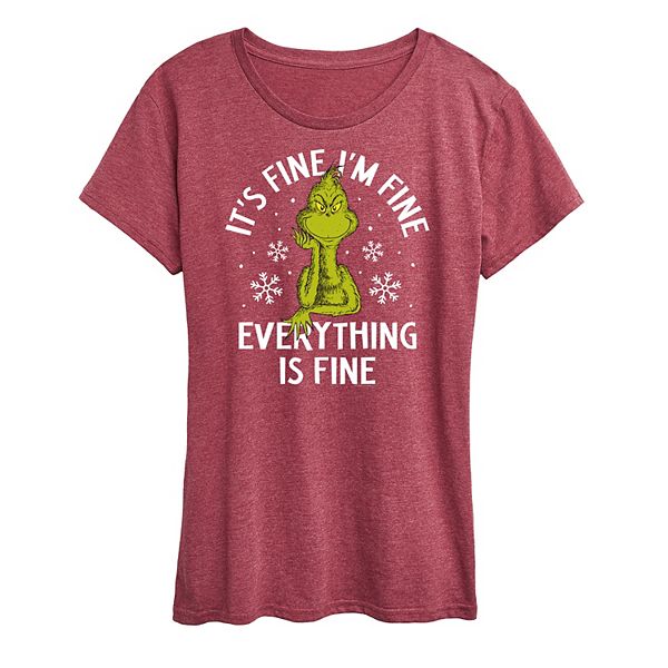 Women's Dr. Seuss Grinch It's Fine I'm Fine Graphic Tee