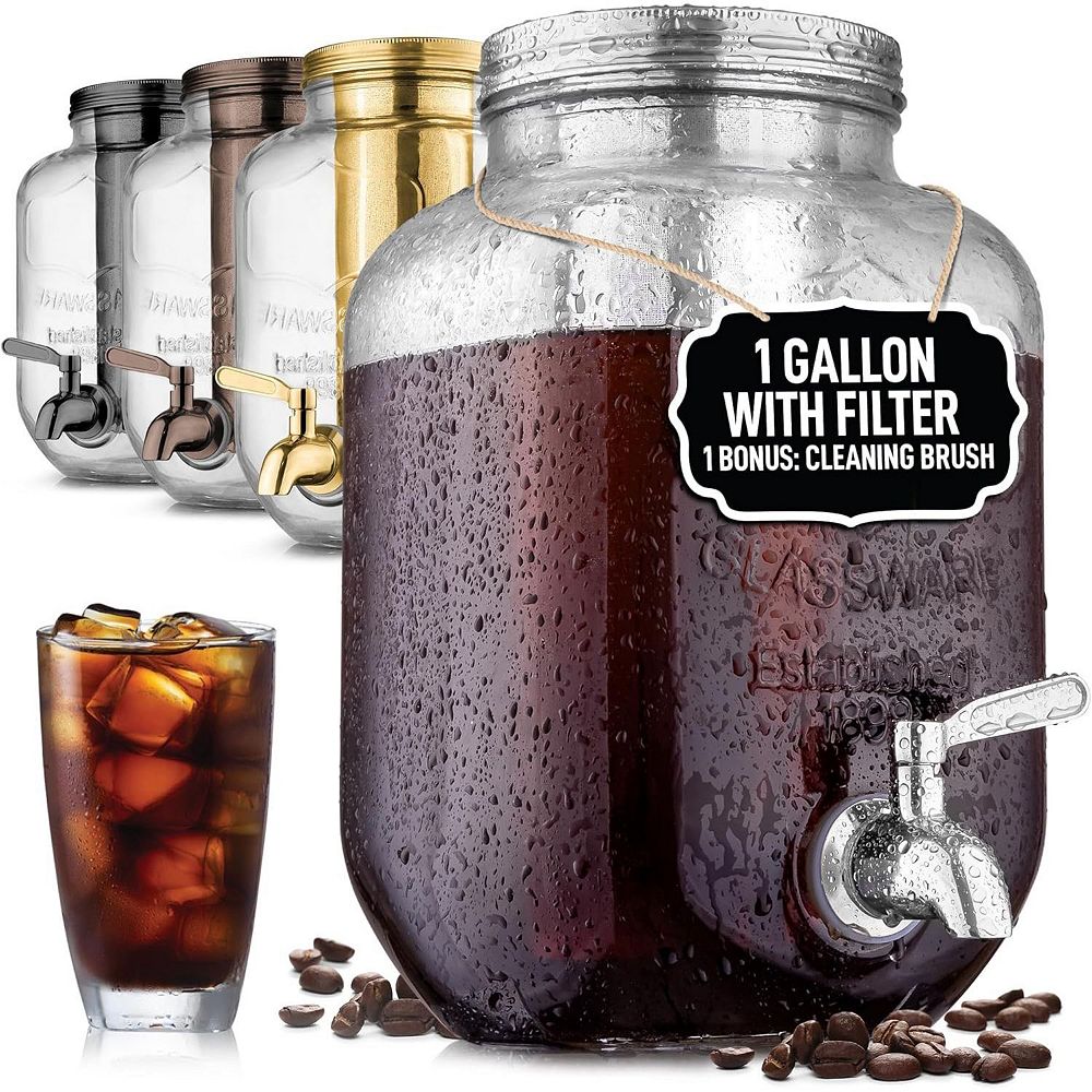 Zulay Kitchen 1 Gallon Cold Brew Coffee Maker with Stainless Steel Mesh ...