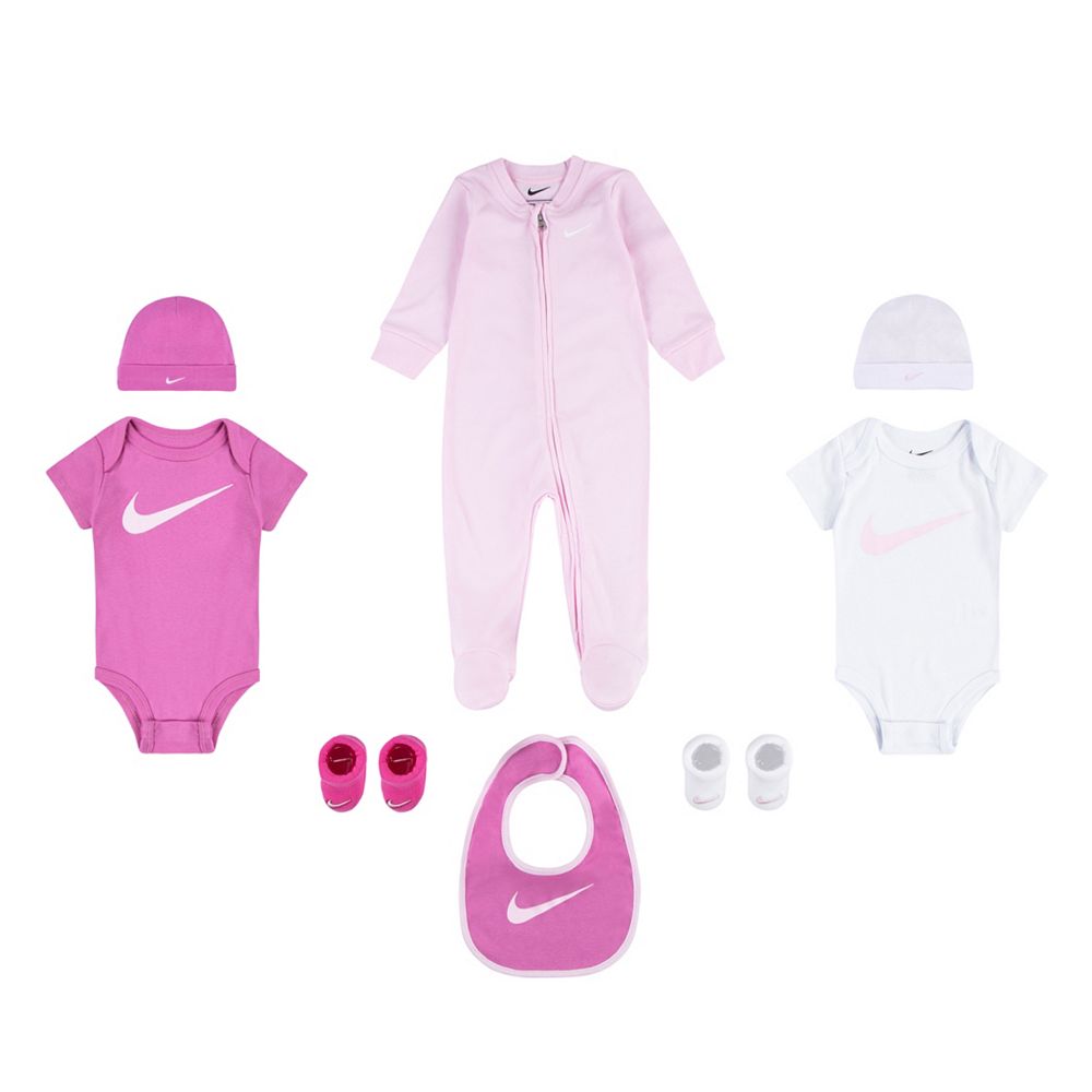 Newborn Baby Nike 8-Piece Sleep & Play Bodysuit Coverall & Accessories ...