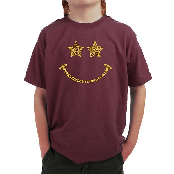 Rockstar Smiley - Boy's Word Art T-shirt