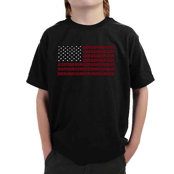 USA Flag - Boy's Word Art T-shirt