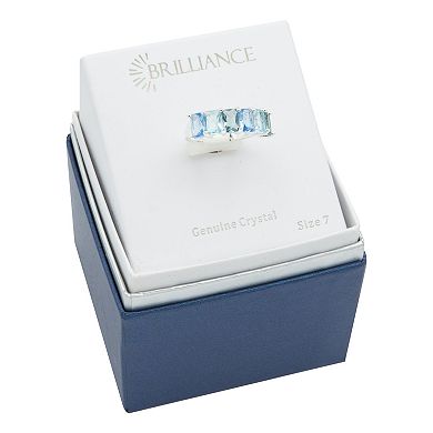Brilliance Silver Tone Blue Tonal Crystal Ring