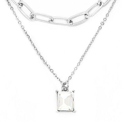 Pannee by Panacea Silver Tone Chain & Crystal Pendant Necklace