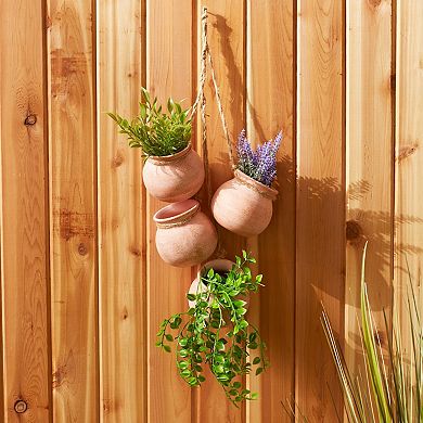 Dangling Pots Decor in Whitewashed Terra Cotta