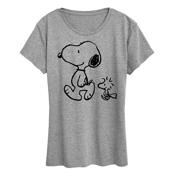 Womens Peanuts Snoopy And Woodstock Walk Graphic Tee