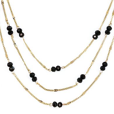Pannee by Panacea Black Crystal & Strand Layered Necklace