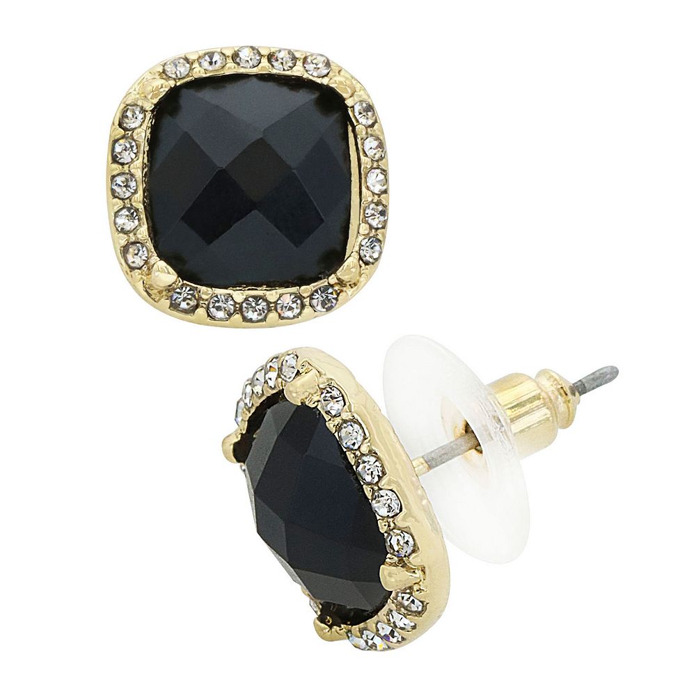 Pannee by Panacea Gold Tone Grey Crystal Stud Earrings