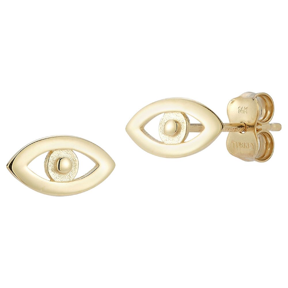 LUMINOR GOLD 14k Gold Eye Stud Earrings