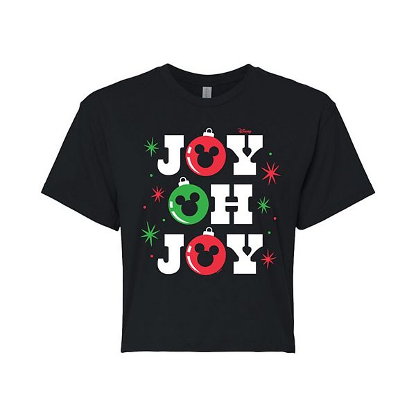 Disney's Mickey Mouse Juniors' Joy Oh Joy Cropped Tee