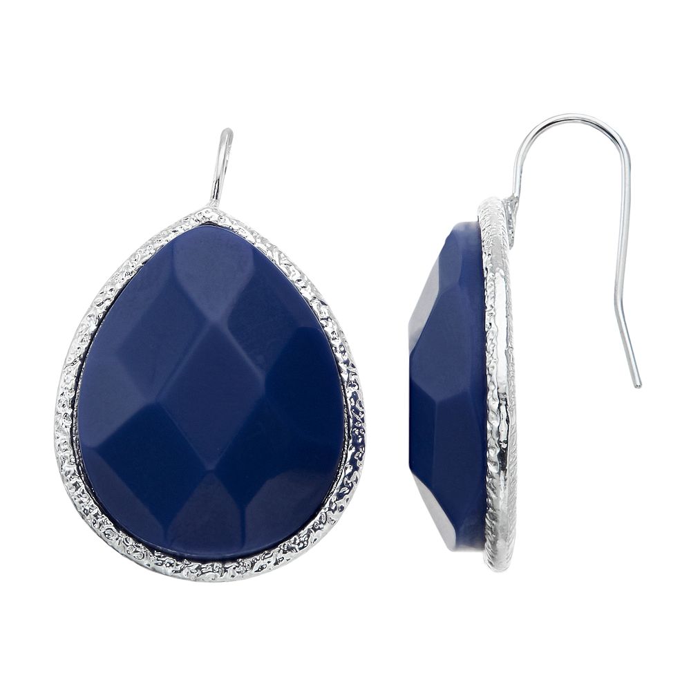Pannee by Panacea Silver Tone Blue Wrapped Teardrop Earrings