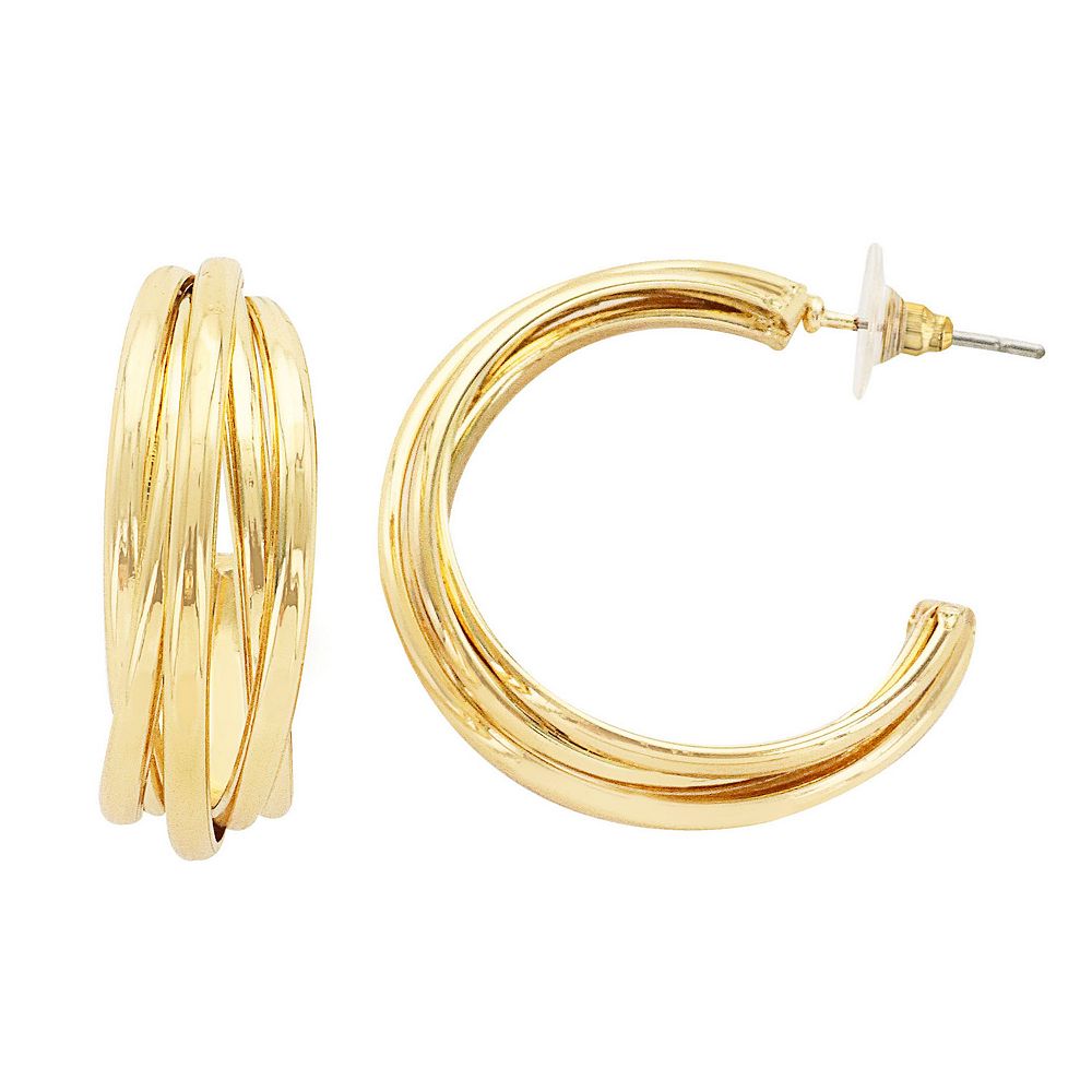 Pannee by Panacea Gold Tone Layered Hoop Earrings