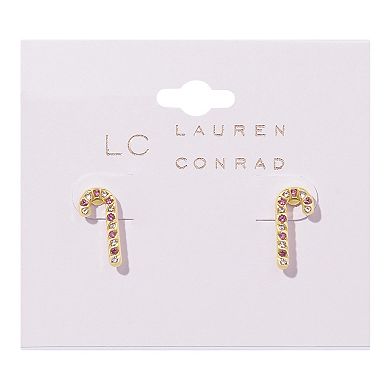 LC Lauren Conrad Gold Tone Candy Cane Post Earrings