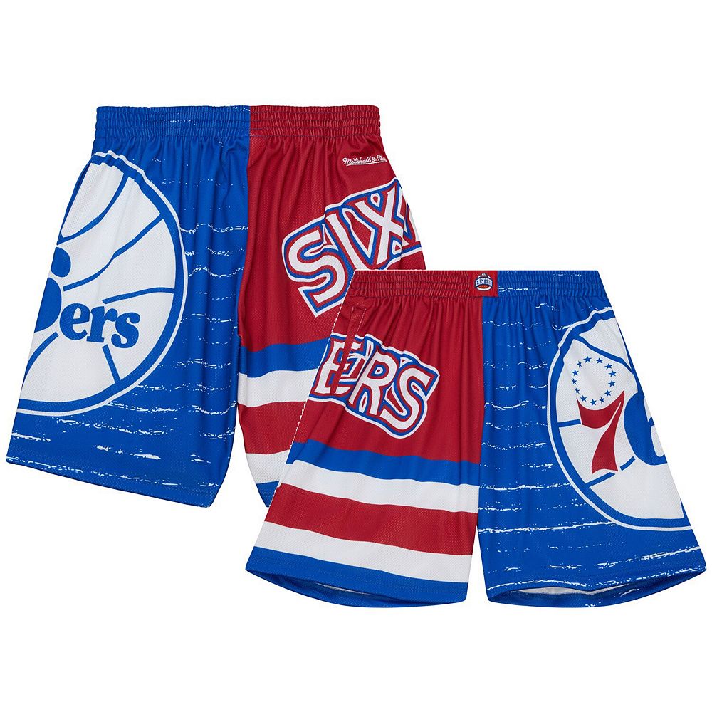 Men's Mitchell & Ness Royal/Red Philadelphia 76ers Jumbotron 3.0 Shorts