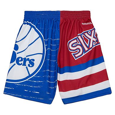 Men's Mitchell & Ness Royal/Red Philadelphia 76ers Jumbotron 3.0 Shorts