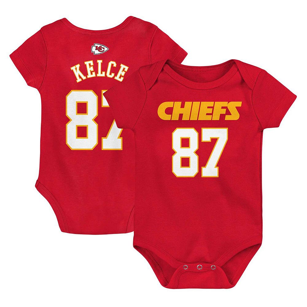 Newborn & Infant Travis Kelce Red Kansas City Chiefs Mainliner Player ...