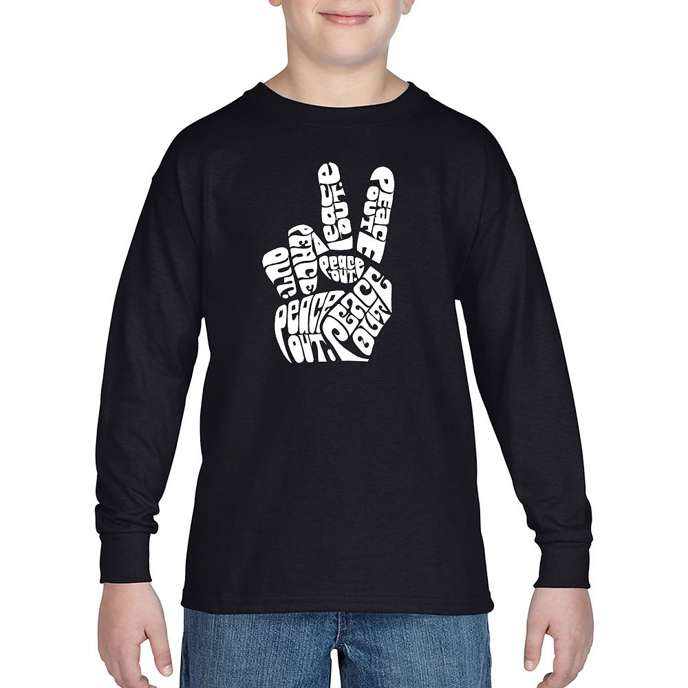 Boy's Word Art Long Sleeve - Peace Out