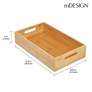 mDesign Wide Bamboo Kitchen Fridge/Drawer Organizer Bin Box Tray ...
