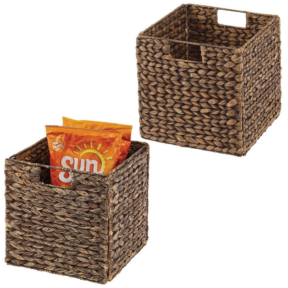 mDesign Woven Hyacinth Kitchen Storage Organizer Basket Bin, 2 Pack ...