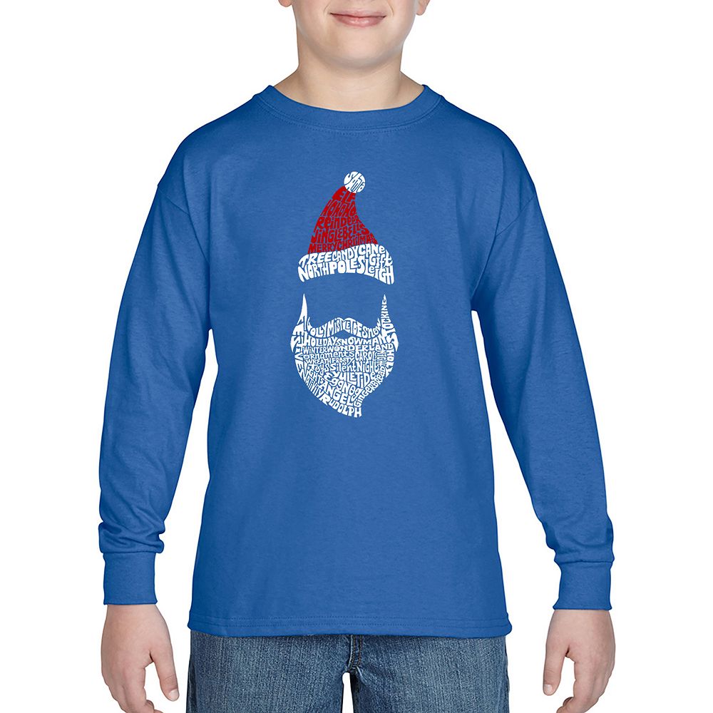 Boy's Word Art Long Sleeve - Santa Claus
